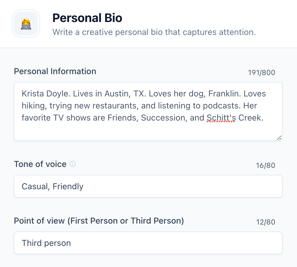 Personal Bio Generator: Powered by AI